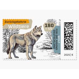 Zur&uuml;ckgekehrte Wildtiere - Wolf, Briefmarke zu 1,80 + 0,55 &euro;, 10er-Bogen