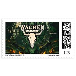 Limitierte Sonderedition "Wacken Open Air 2025" - Jahreslogo 2025 in schwarz, Briefmarke zu 1,25 &euro;, 10er-Bogen
