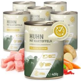 REAVET Hundenassfutter - Huhn mit Naturreis an M&ouml;hren & roten Johannisbeeren 6x400 g