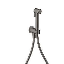 Hansgrohe AXOR Bidette Showers Bidette Duschkopf 29240330 1 Strahlart rund für Kaltwasser mit Duschkopfhalterung und Duschschlauch 1,25 m, Polished Black Chrome