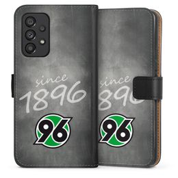 DeinDesign Galaxy A53 5G Handy Klapph&uuml;lle Handyh&uuml;lle aus Kunst Leder schwarz Flip Case Official Licensed Product Hannover 96 H96 Sideflip mit langer Lasche