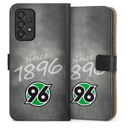DeinDesign Galaxy A33 5G Handy Klapph&uuml;lle Handyh&uuml;lle aus Kunst Leder schwarz Flip Case Official Licensed Product Hannover 96 H96 Sideflip mit langer Lasche