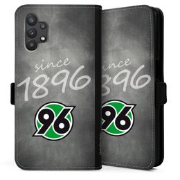DeinDesign Galaxy A32 5G Handy Klapph&uuml;lle Handyh&uuml;lle aus Kunst Leder schwarz Flip Case Official Licensed Product Hannover 96 H96 Sideflip mit langer Lasche