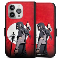 DeinDesign iPhone 14 Pro Handy Klapph&uuml;lle Handyh&uuml;lle aus Kunst Leder schwarz Flip Case Naruto Shippuden Anime Manga Sideflip mit langer Lasche