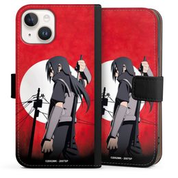 DeinDesign iPhone 14 Handy Klapph&uuml;lle Handyh&uuml;lle aus Kunst Leder schwarz Flip Case Naruto Shippuden Anime Manga Sideflip mit Lasche