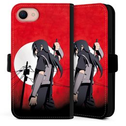 DeinDesign iPhone 16e Handy Klapph&uuml;lle Handyh&uuml;lle aus Kunst Leder schwarz Flip Case Naruto Shippuden Anime Manga Sideflip mit Lasche