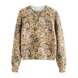 next Printed Crew Neck Jumper Standard Regular Fit Damen Gr&ouml;&szlig;e M lila / hellorange / rosa