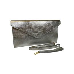 ORE10 Leder-Umhängetasche "Moiso" in Silber - (B)31 x (H)16 x (T)0,8 cm - 76% | Damen-taschen