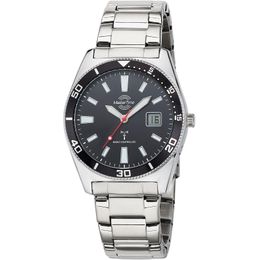 Funkuhr MASTER TIME "Super Power Sporty", silber (silberfarben, schwarz), Armbanduhren, Herren, Armbanduhr, Quarzuhr, Herrenuhr, Datum, Leuchtzeiger