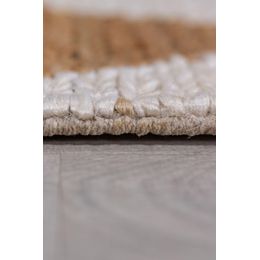 Teppich FLAIR RUGS "Effie Diamond", beige, B:60cm H:5mm L:230cm, Baumwolle, Jute, Teppiche, handgeknüpft