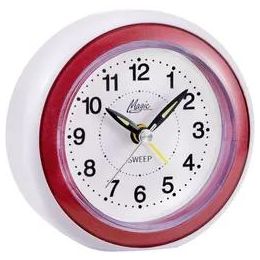 Quarzwecker Atlanta, rot (rot, weiß), Wecker, ideal für Reisen, Geschenkidee, Leuchtzeiger, Weckwiederholung, analog