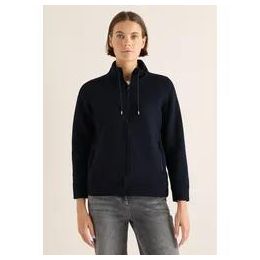 Sweatjacke Cecil, Damen, Gr. XS (36), urban dunkelblau, Sweatware, 95% Polyester, 5% Elasthan, unifarben, casual, comfort fit normal, hoch geschlossener Ausschnitt, Langarm Bündchen, Sweatjacken, mit Stehkragen