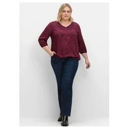 Schlupfbluse sheego, Damen, Gr. 48, beere, gemustert, 100% Viskose, gemustert, mehrfarbig, V-Ausschnitt, Blusen