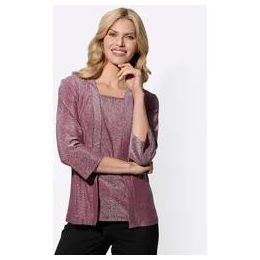 2-in-1-Shirt Classic Basics "2-in-1-Shirt", Damen, Gr. 38, silber (bordeaux, silberfarben), 52% Polyamid, 42% metallisierte Fasern, 6% Elasthan, unifarben, Rundhals, Shirts