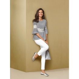 Stretch-Hose Heine, Damen, Gr. 19, Kurzgr&ouml;&szlig;en, wei&szlig;, 48% Baumwolle, 45% Polyester, 7% Elasthan, Miedereinsatz:15% Elasthan, 85% Polyamid, unifarben, lang, Hosen