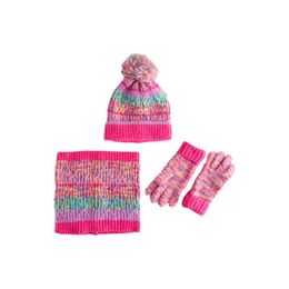 next Set: Mütze, Schal und Handschuhe Mädchen Größe 52 azur / gelb / lila / pink