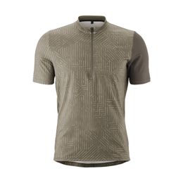 Radtrikot Gonso "Adventure Jersey Halfzip M", Damen, Gr. 6XL, grau (terragrau), 88% Polyester (recycelt), 12% Elasthan, Rundhals, Trikots, Herren Fahrradtrikot kurzarm, R&uuml;ckentasche mit RV, Quick-Dry, Slim Fit