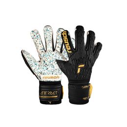 Torwarthandschuhe Reusch "Attrakt Freegel Fusion Ortho-Tec", Damen, Gr. 10, gold (schwarz, goldfarben), 59% Elastodien, 27% Polyamid, 9% Polyester, 5% Polypropylen, mehrfarbig, Handschuhe, mit Evolution Negative Cut