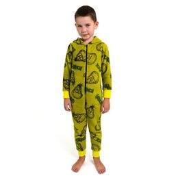 The Grinch Jumpsuit mit Kapuze Overall Pyjama Schlafanzug langarm in gr&uuml;n | Gr.: 122/128