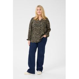 Kaffe curve Langarm-Bluse KCmahlena Regular fit in Black/Elephant Graphic lines | Gr.: 54