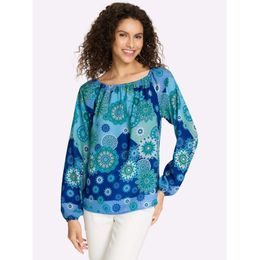 Heine Druckbluse in royalblau-grün-bedruckt | Gr.: 36