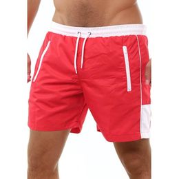 Reslad Badehose Badeshort mit Rei&szlig;verschluss in rot-wei&szlig; | Gr.: M