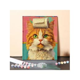 ARTNANAS DIY Malen nach Zahlen Set-"Papierkatze" | Gr.: 40x50cm mit Keilrahmen nicht ges