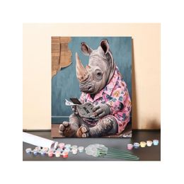 ARTNANAS DIY Malen nach Zahlen Set-"Rhinochill" | Gr.: 40x50cm mit Keilrahmen nicht ges