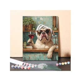 ARTNANAS DIY Malen nach Zahlen Set-"SpaBulldog" | Gr.: 40x50cm mit Keilrahmen nicht ges