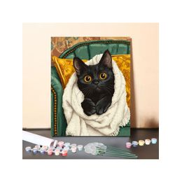 ARTNANAS DIY Malen nach Zahlen Set-"Kuschelkatz" | Gr.: 40x50 mit Rahmen
