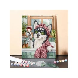ARTNANAS DIY Malen nach Zahlen Set-"Rosenhund" | Gr.: 30x40 mit Rahmen
