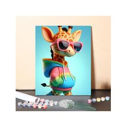 ARTNANAS DIY Malen nach Zahlen Set-"Coolgiraffe" | Gr.: 40x50cm mit Keilrahmen nicht ges