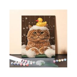 ARTNANAS DIY Malen nach Zahlen Set-"Schaumkatz" | Gr.: 40x50cm mit Keilrahmen nicht ges