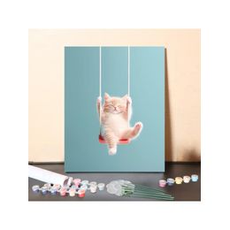 ARTNANAS DIY Malen nach Zahlen Set-"Schaukatz" | Gr.: 30x40cm mit Keilrahmen nicht ges