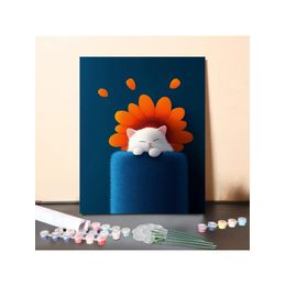 ARTNANAS DIY Malen nach Zahlen Set-"Bl&uuml;tenkatz" | Gr.: 30x40cm mit Keilrahmen nicht ges