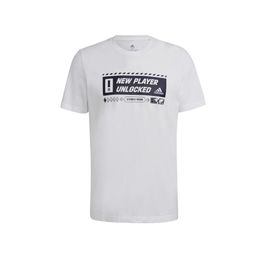 Adidas T Shirt Rundhals mit Motiv in Wei&szlig; | Gr.: XL