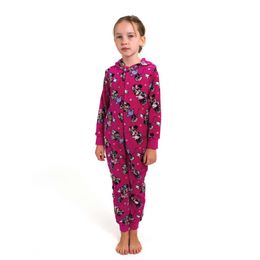 Disney Minnie Mouse Jumpsuit mit Kapuze Overall Pyjama Schlafanzug in pink | Gr.: 98/104