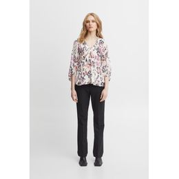 Ichi Kurzarm-Bluse IHELLY Loose fit in Crystal Gray Collage print | Gr.: 40