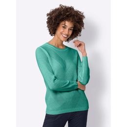 Strickpullover Classic Basics "Langarm-Pullover", Damen, Gr. 38, gr&uuml;n (smaragd), 100% Polyacryl, unifarben, Pullover Strickpullover