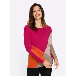 Sieh an! Langarm-Pullover in orange-pink-gemustert | Gr.: 54