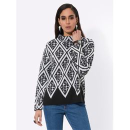 CRÉATION L creation L Jacquard-Pullover in schwarz-ecru-gemustert | Gr.: 36