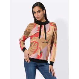 CRÉATION L creation L Langarm-Pullover in beige-apricot-bedruckt | Gr.: 40