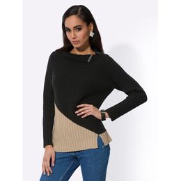 CRÉATION L creation L Jacquard-Pullover in schwarz-beige-gemustert | Gr.: 40