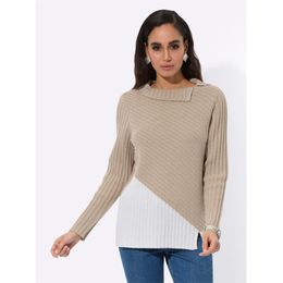 CRÉATION L creation L Jacquard-Pullover in beige-ecru-gemustert | Gr.: 40