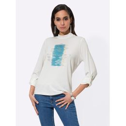 CR&Eacute;ATION L creation L Shirt in ecru-ozean-bedruckt | Gr.: 40