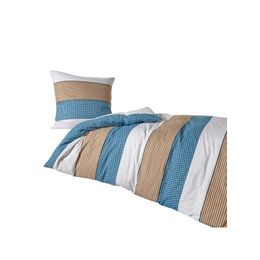 Traumschlaf Bettw&auml;sche Nordic Stripe Blue in blau | Gr.: 200x220 (2x 80x80 cm)