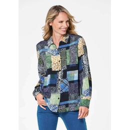GOLDNER Hemdbluse Patchworkbluse mit Allover-Druck in marine / gemustert | Gr.: 44