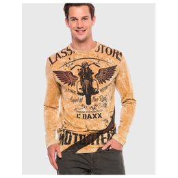 Cipo & Baxx Cipo & Baxx Langarmshirt in CAMEL | Gr.: XL