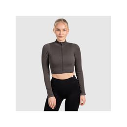 Smilodox Cropjacke Kompression Zeya - Bitte eine Nummer gr&ouml;&szlig;er bestellen in Dunkelgrau | Gr.: M