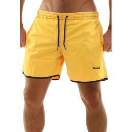 Reslad Badehose Badeshort mit Kontrastnaht in gelb | Gr.: L